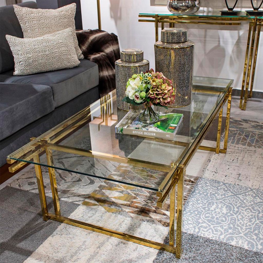 Mesa de Centro Dorada Rectangular - Carla Lizarazo At Home